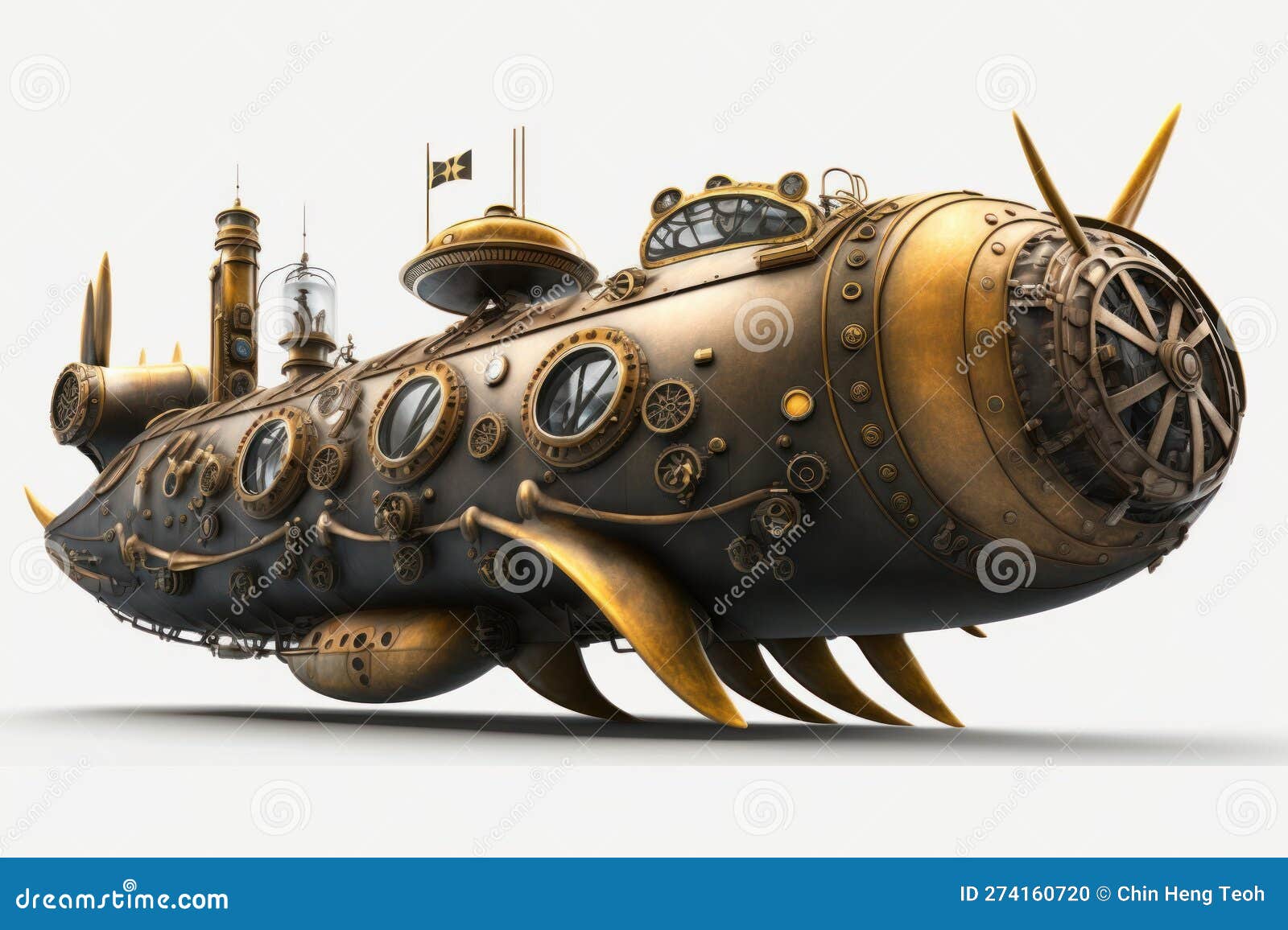 Steampunk Submarine Fantasy With Papercraft Magic Ai Generated Royalty ...