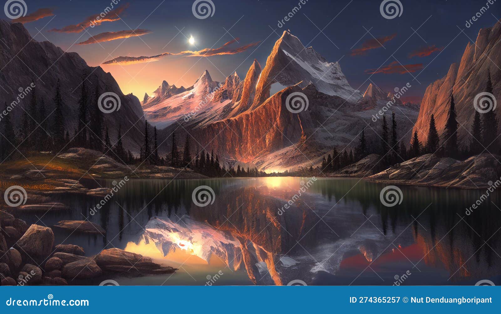 Generative AI, Sunset Spectrum: a Mountain Range Transitioning into ...