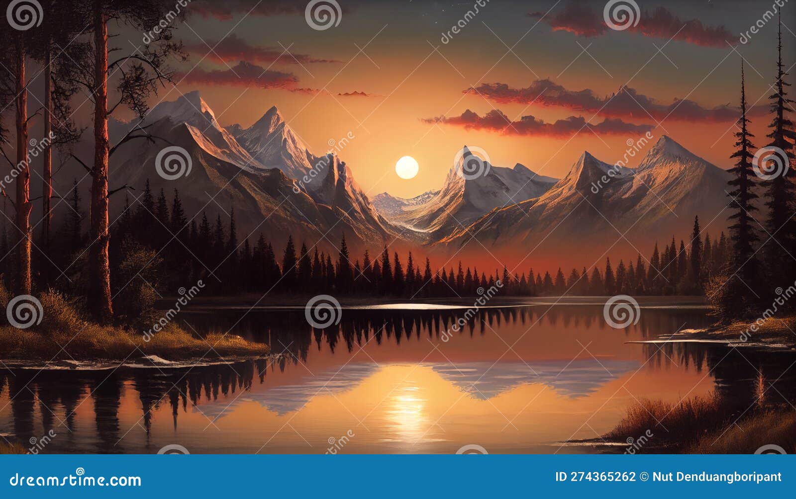 Generative AI, Sunset Spectrum: a Mountain Range Transitioning into ...