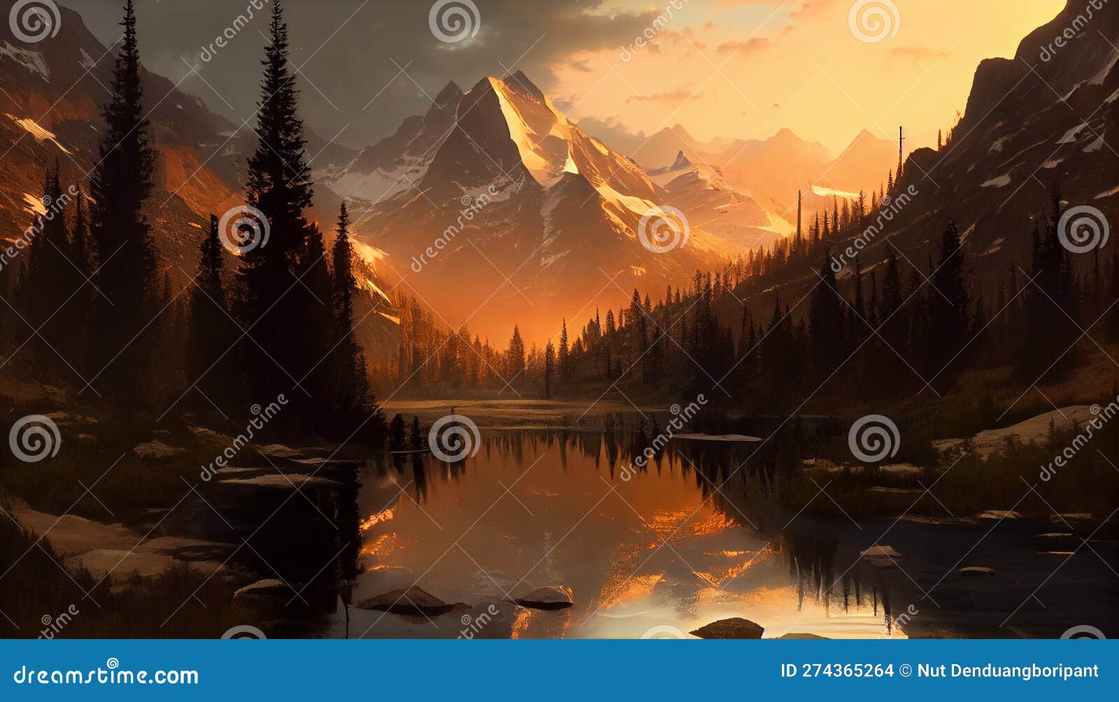 Generative AI, Sunset Spectrum: a Mountain Range Transitioning into ...