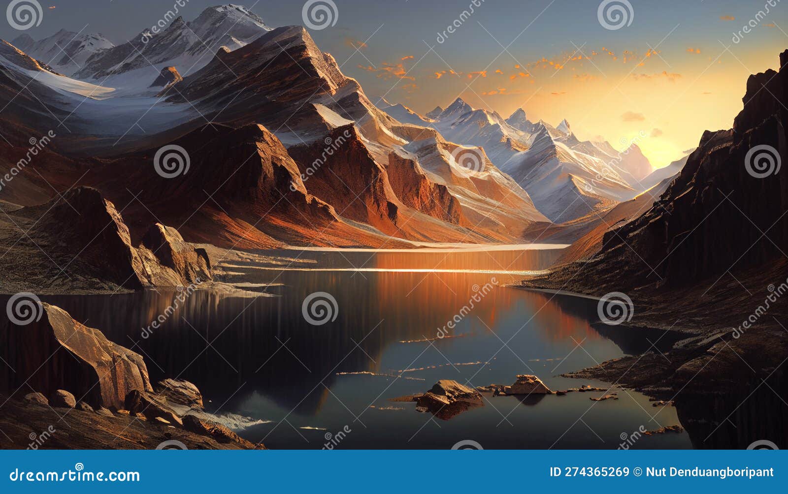 Generative AI, Sunset Spectrum: a Mountain Range Transitioning into ...