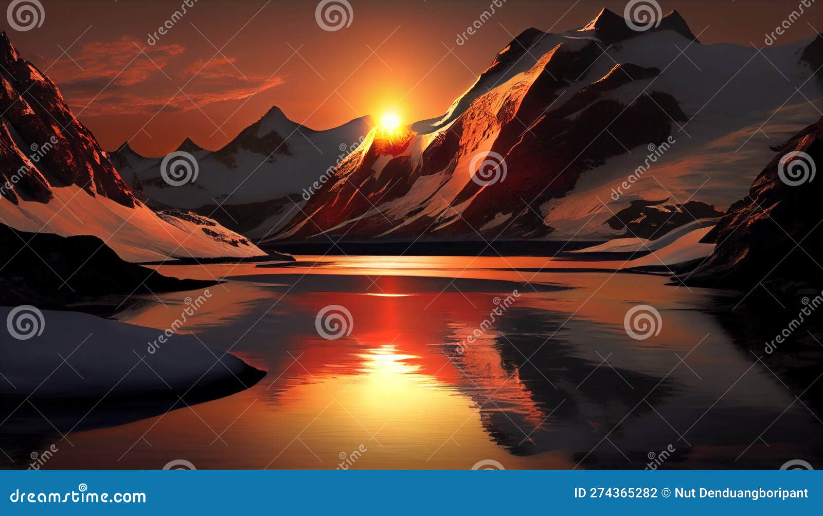 Generative AI, Sunset Spectrum: a Mountain Range Transitioning into ...