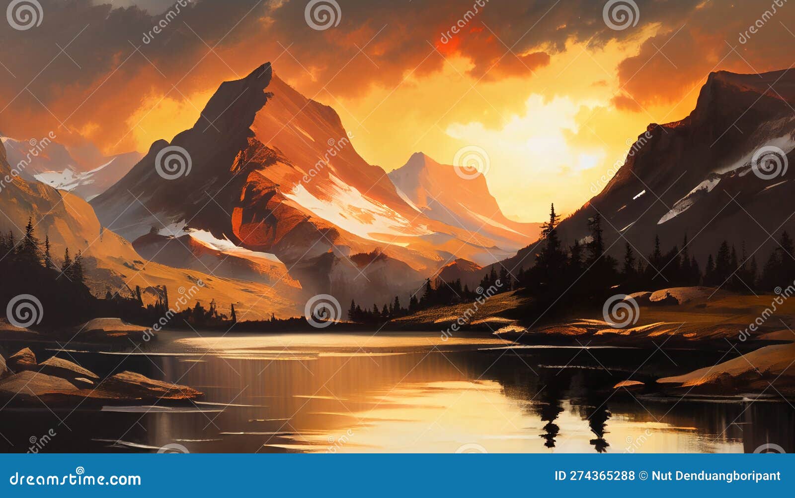 Generative AI, Sunset Spectrum: a Mountain Range Transitioning into ...