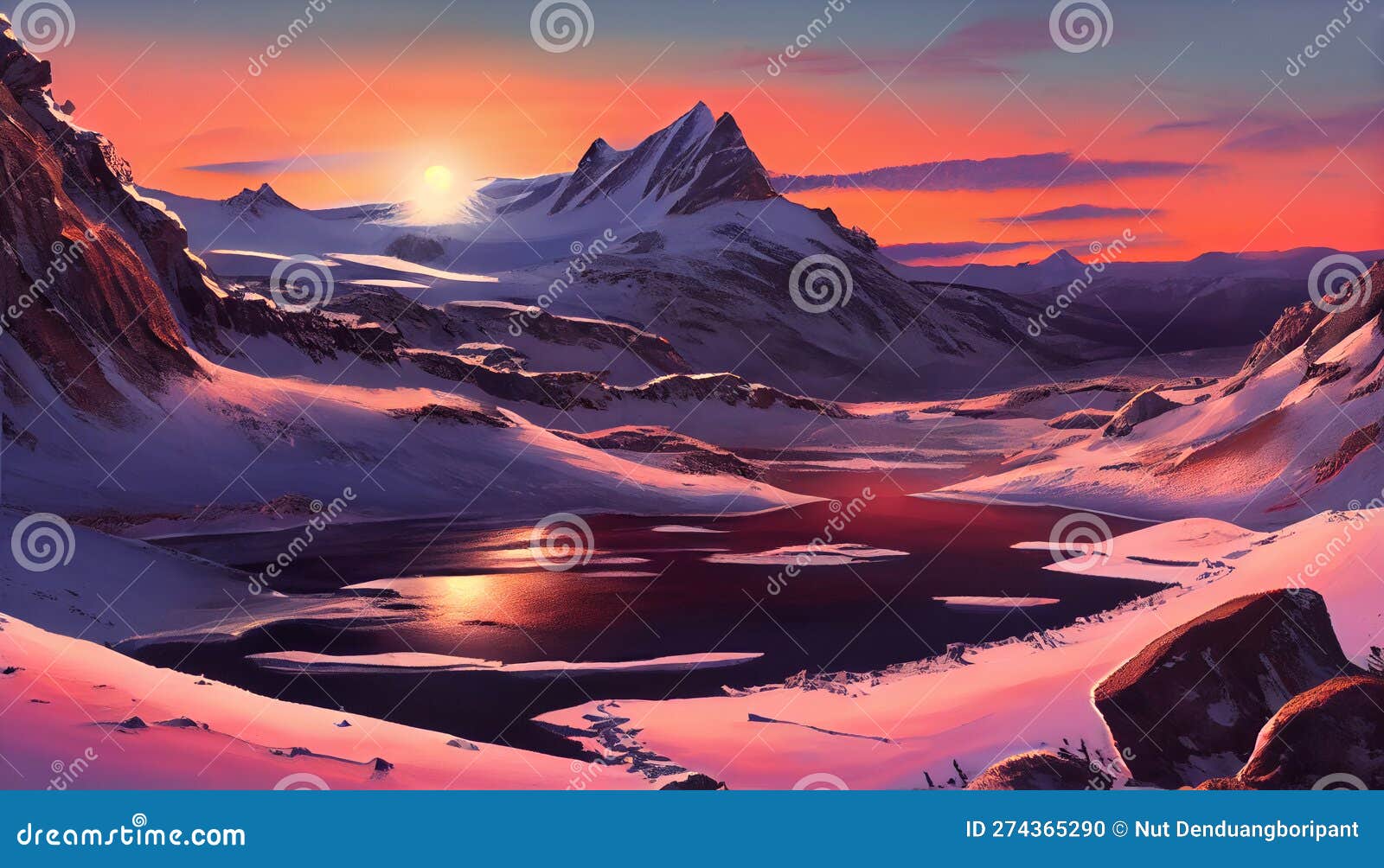 Generative AI, Sunset Spectrum: a Mountain Range Transitioning into ...