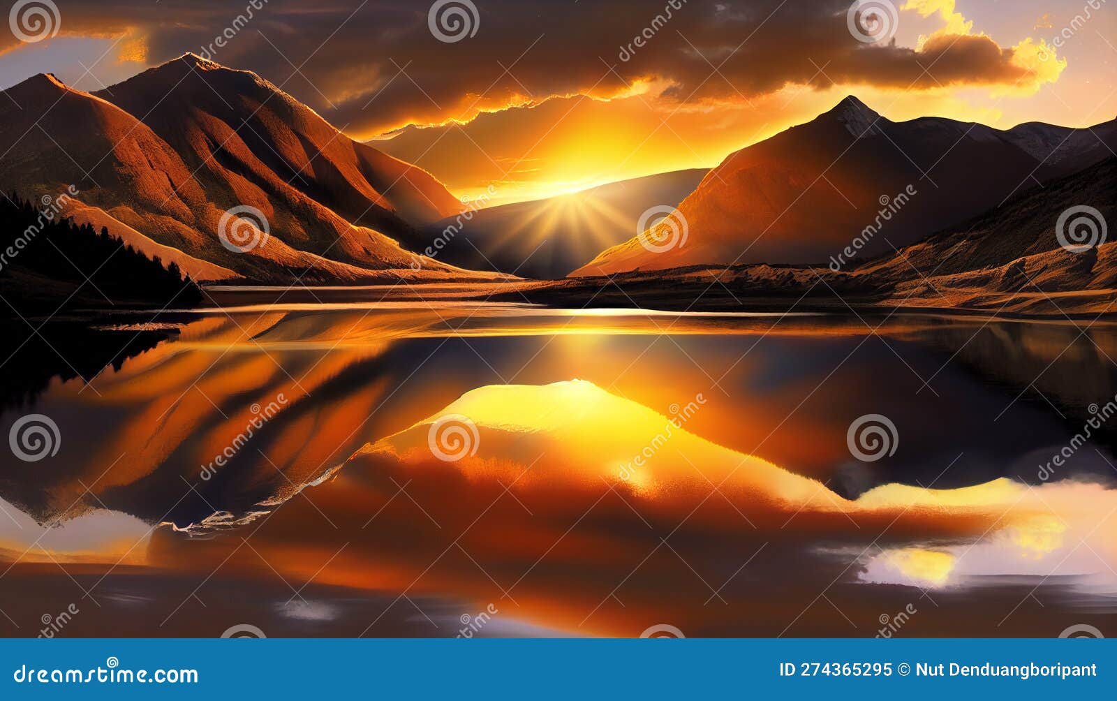 Generative AI, Sunset Spectrum: a Mountain Range Transitioning into ...