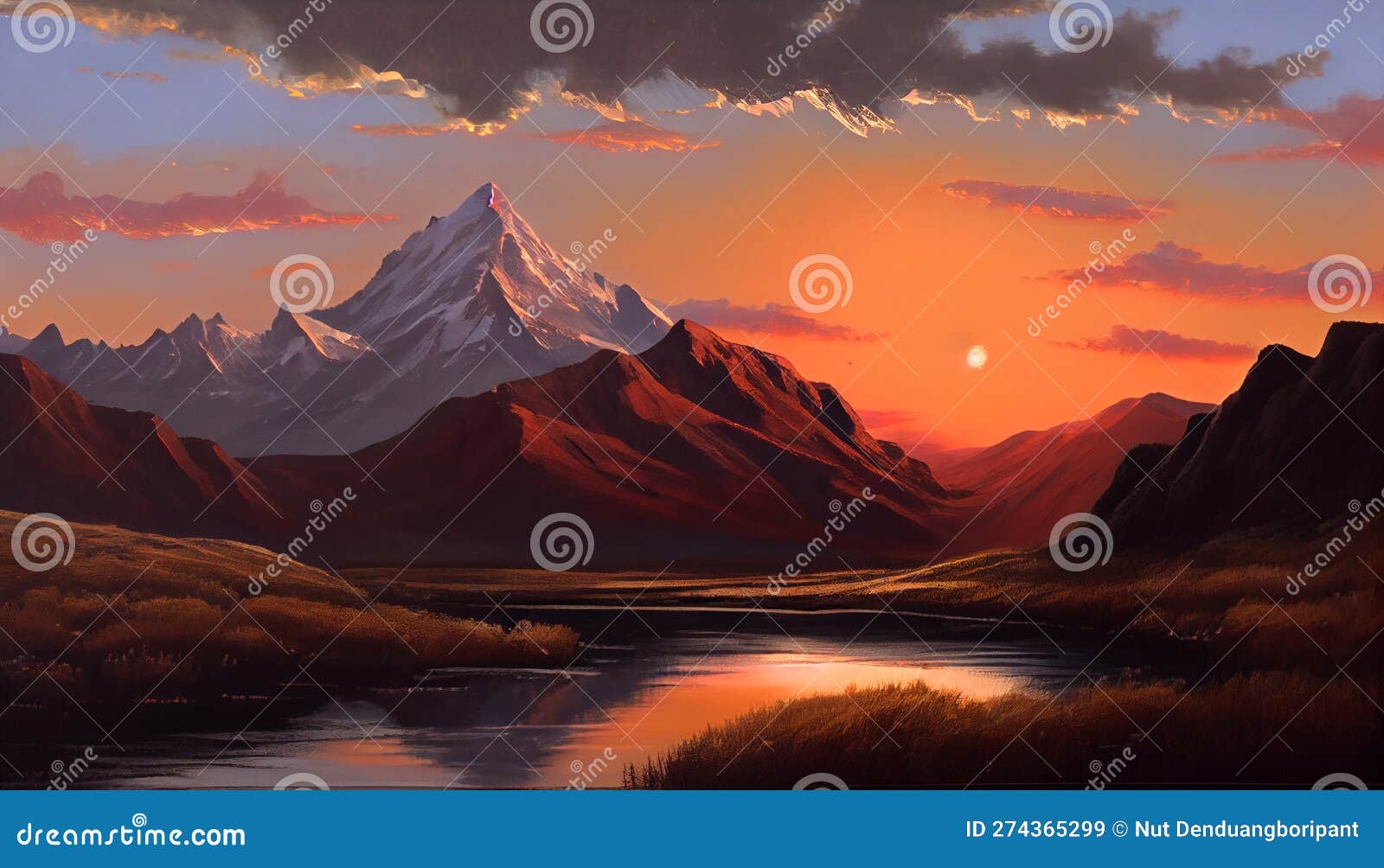 Generative AI, Sunset Spectrum: a Mountain Range Transitioning into ...