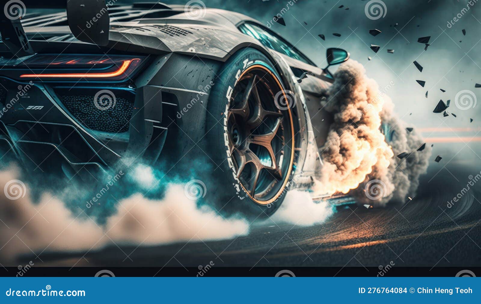 Generative AI of a Supercar with Smoke Coming Out of the Wheels Stock ...