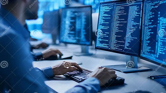 Generative AI Team of Programmers Working on Advanced Coding Tasks with Multiple Monitors in an ...