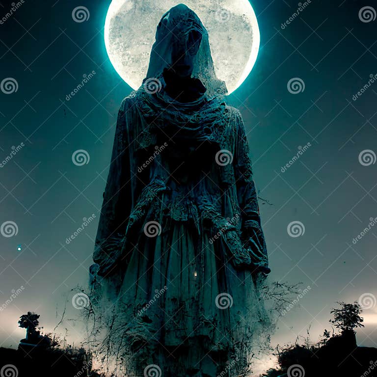 GENERATIVE AI, GENERATIVE, AI, Terrifying Ghost in Moonlight Stock ...