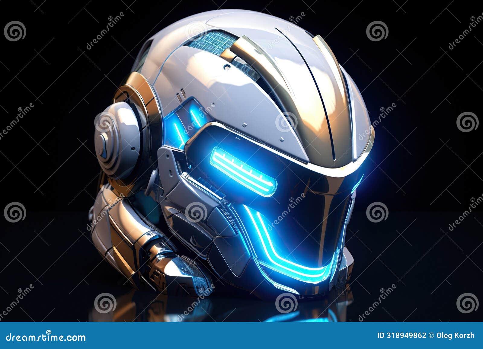 Generative Ai on Theme of Beautiful Futuristic Space Helmet, Autonomous Programmable New ...