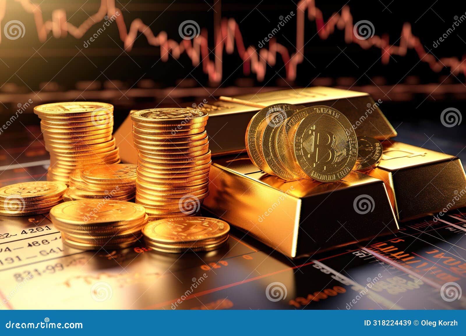 Generative Ai on Theme of Beautiful Gold Growth Chart for Design ...