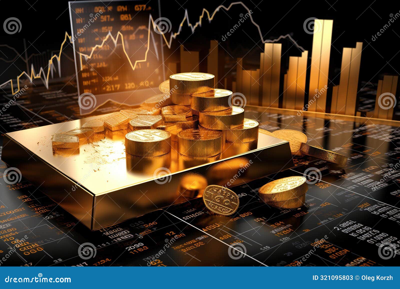 Generative Ai on Theme of Beautiful Gold Growth Chart for Design ...