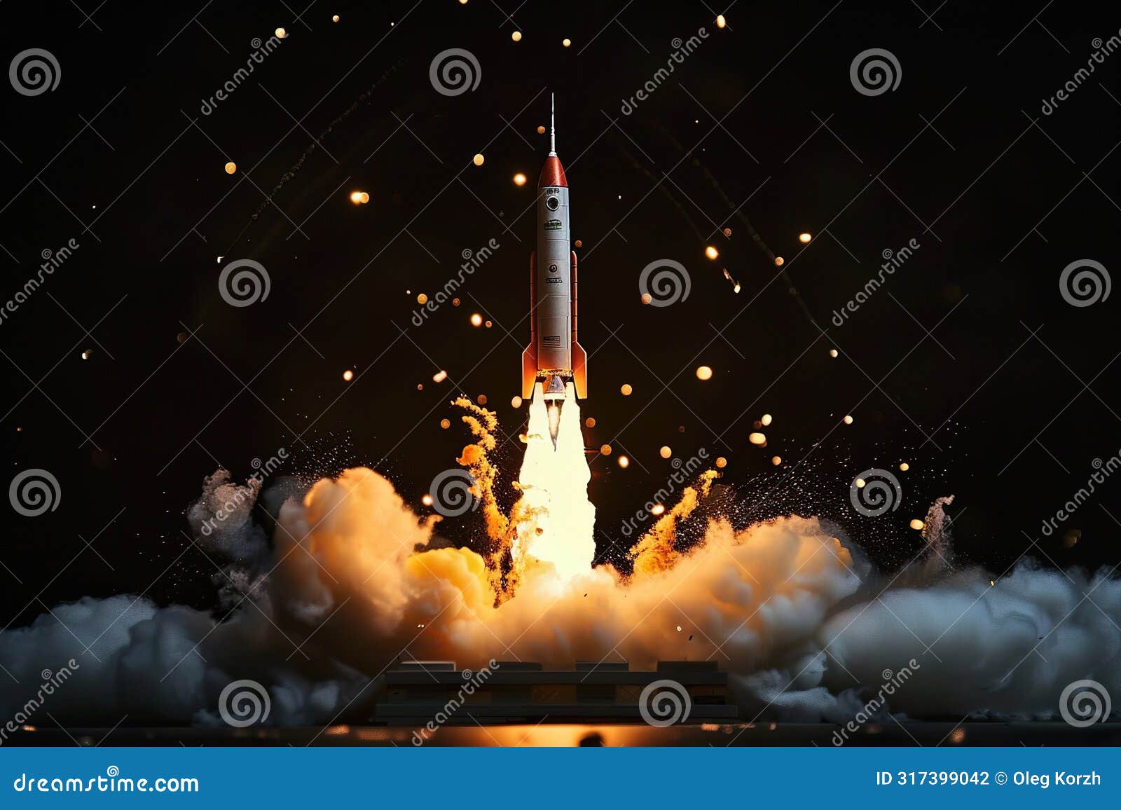 Generative Ai on Theme of Beautiful Space Rocket in Sky, Bright ...