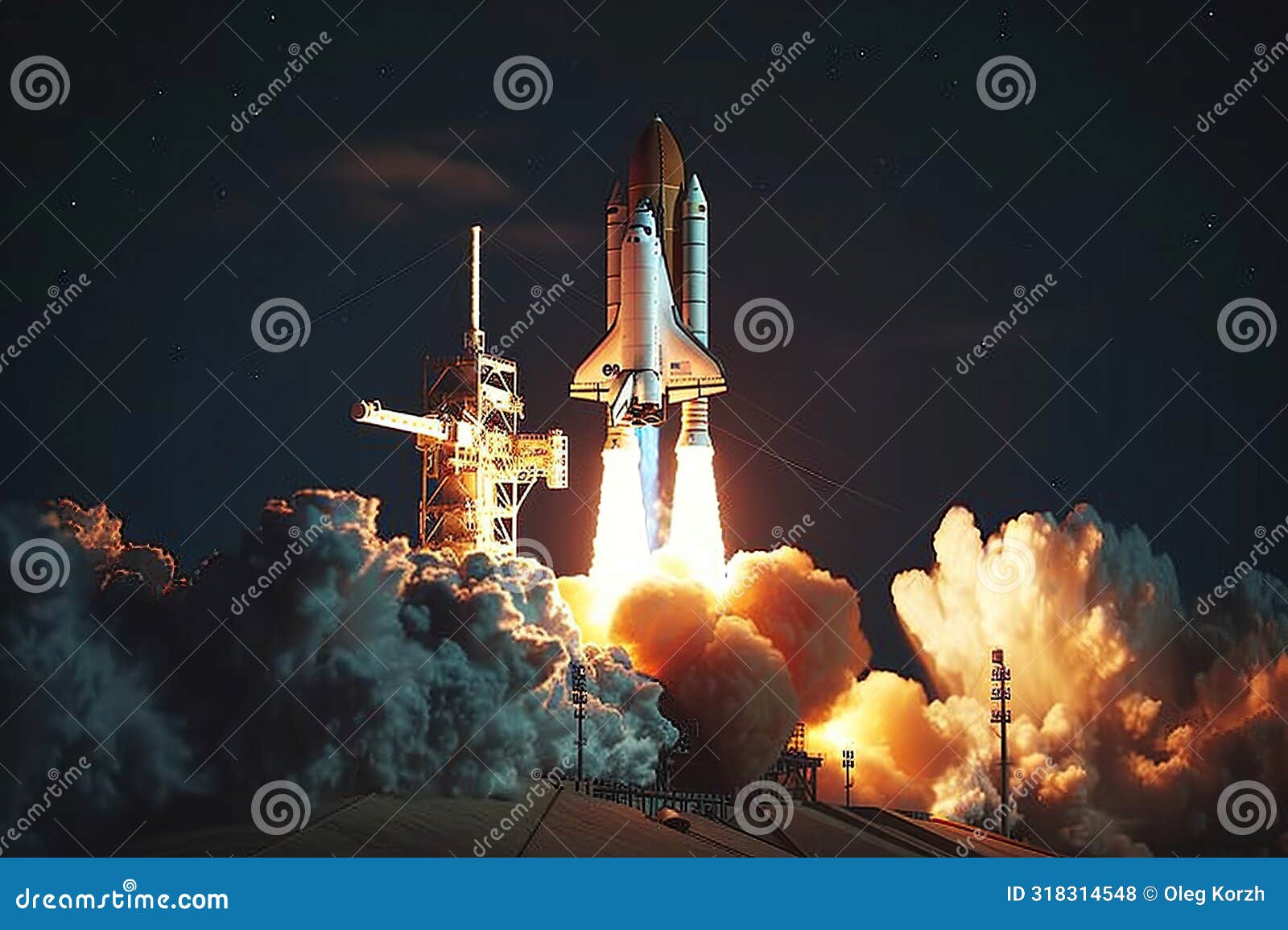 Generative Ai on Theme of Beautiful Space Rocket in Sky, Bright ...