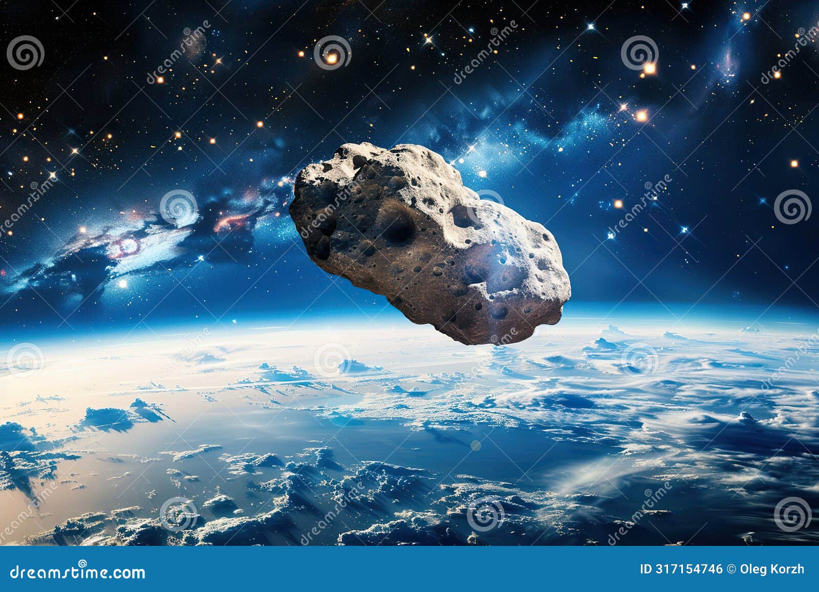 Generative Ai on Theme of Big Meteorite Falling To Ground Against ...