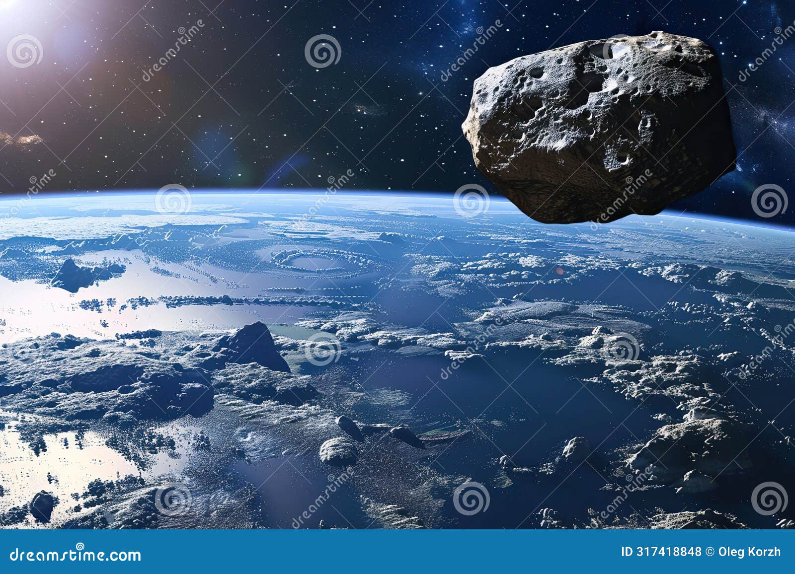 Generative Ai on Theme of Big Meteorite Falling To Ground Against ...