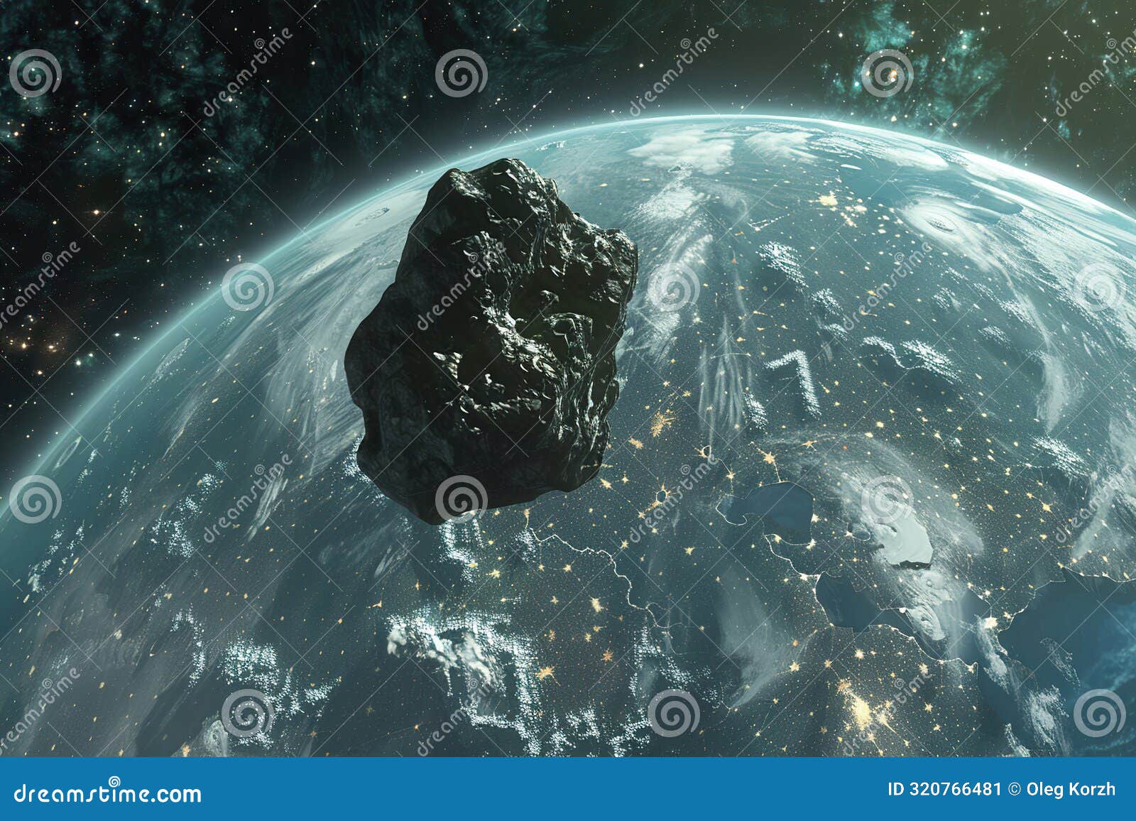 Generative Ai on Theme of Big Meteorite Falling To Ground Against ...