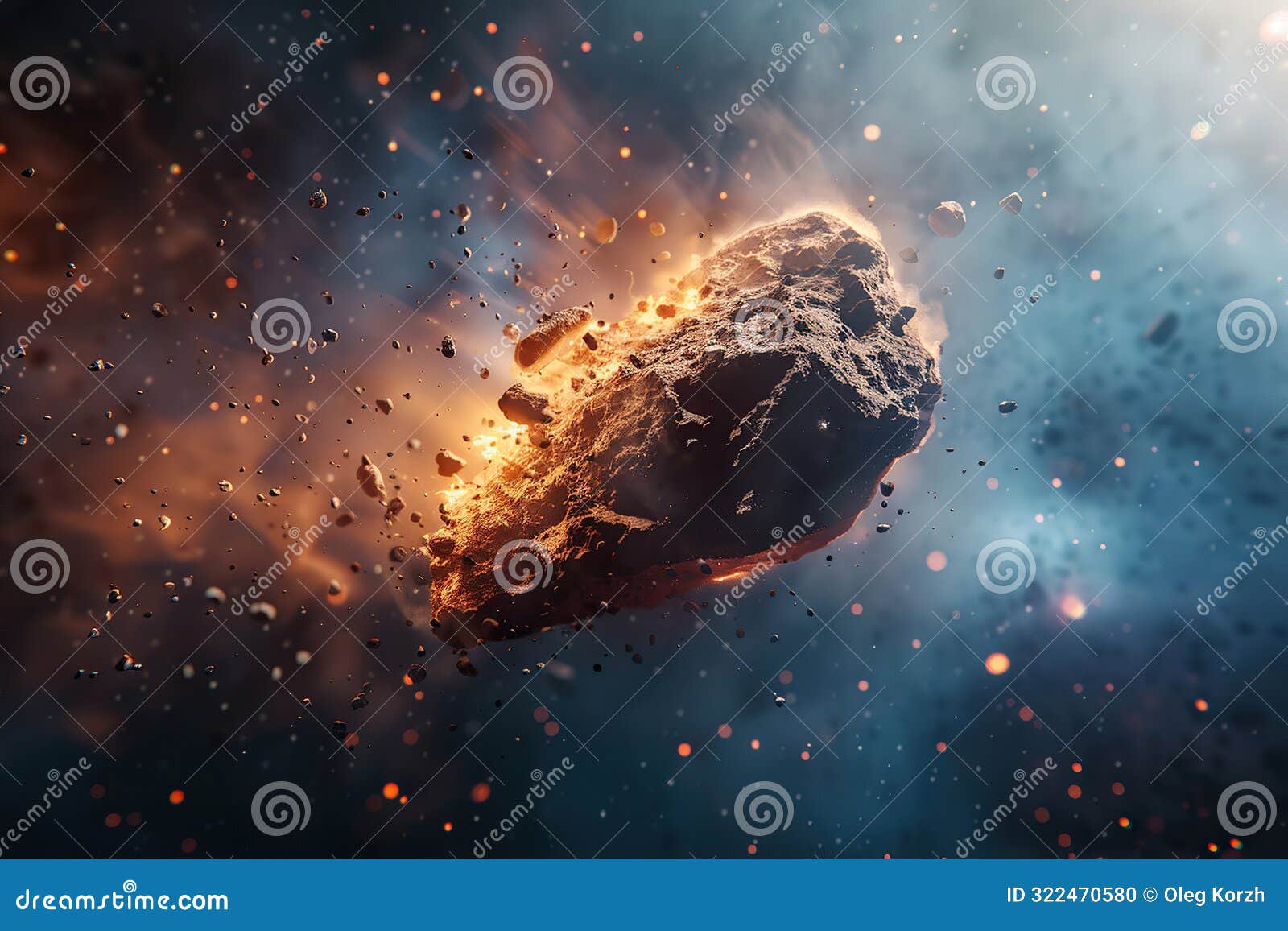 Generative Ai on Theme of Big Meteorite Falling To Ground Against ...