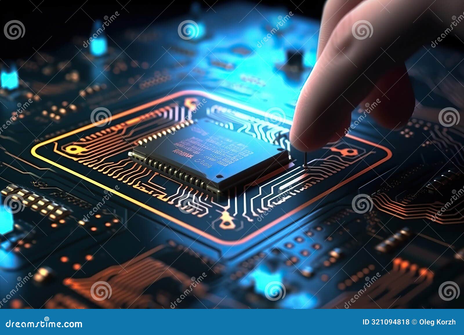 Generative Ai on Theme of Human Hand on Surface Microchip for Design ...