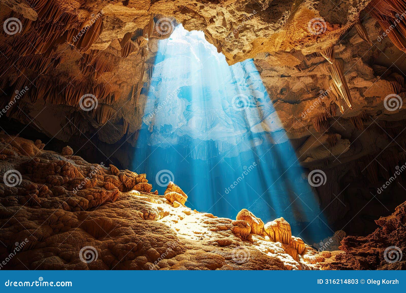 Generative Ai on Theme of a Large Beautiful Sharp Stalactites Hanging ...