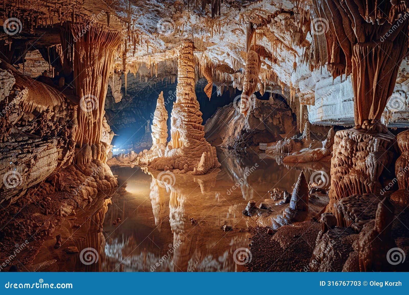 Generative Ai on Theme of a Large Beautiful Sharp Stalactites Hanging ...