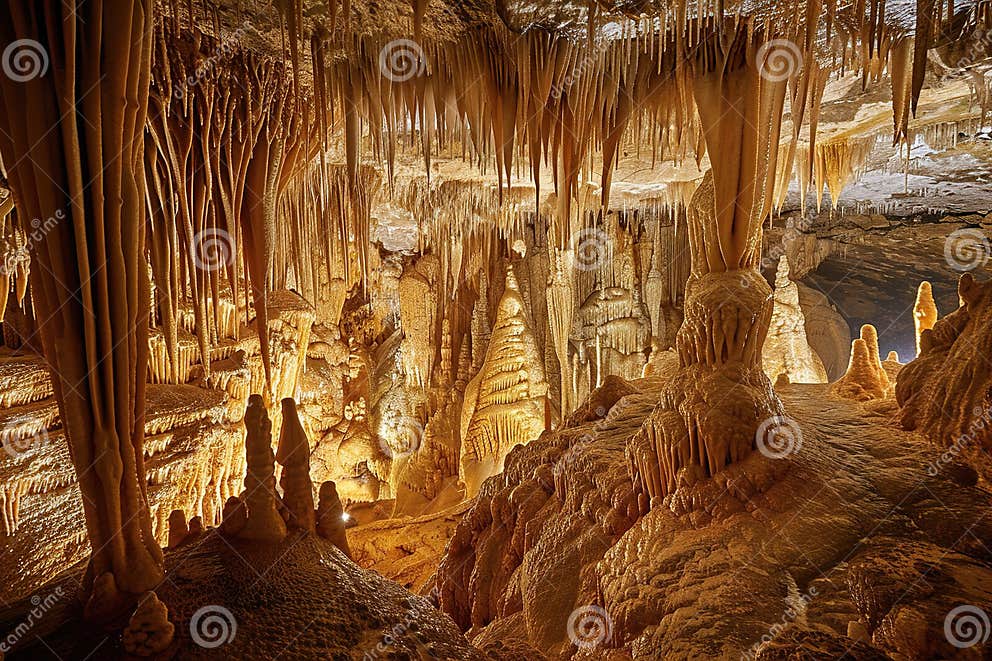 Generative Ai on Theme of a Large Beautiful Sharp Stalactites Hanging ...