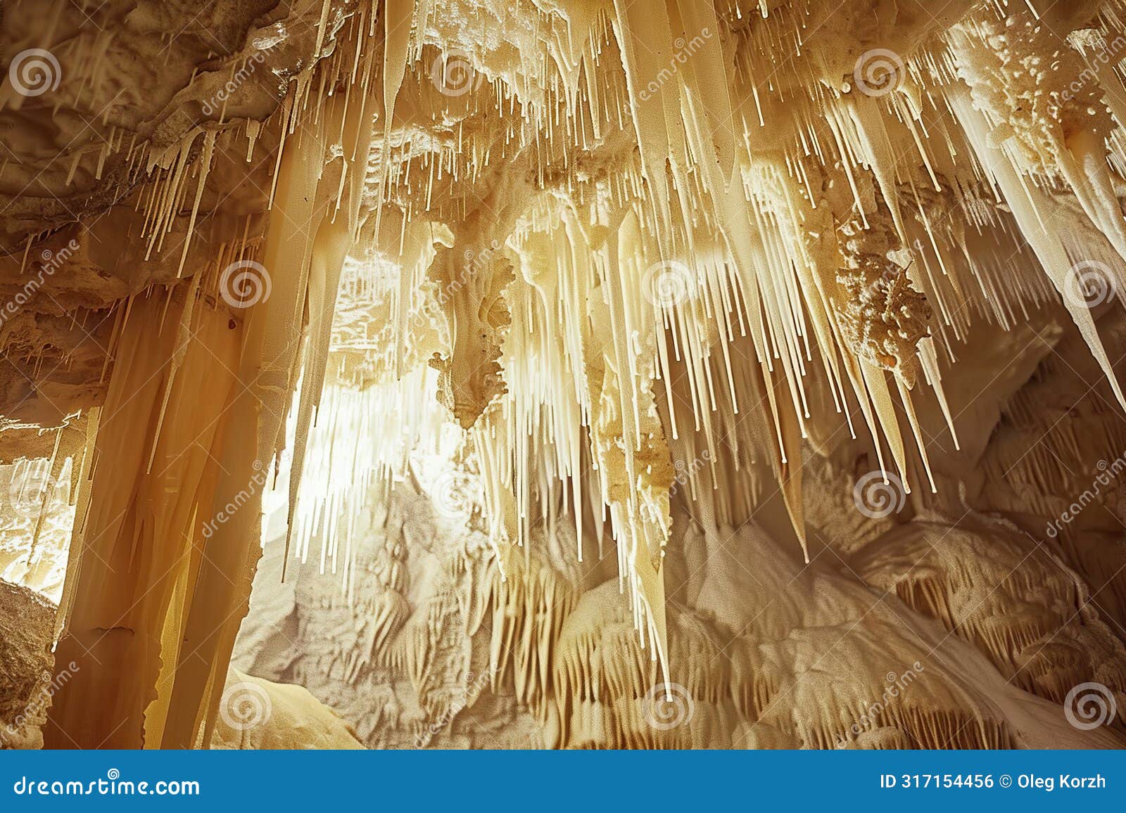 Generative Ai on Theme of a Large Beautiful Sharp Stalactites Hanging ...
