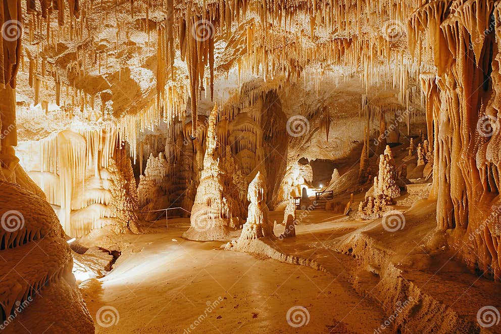 Generative Ai on Theme of a Large Beautiful Sharp Stalactites Hanging ...