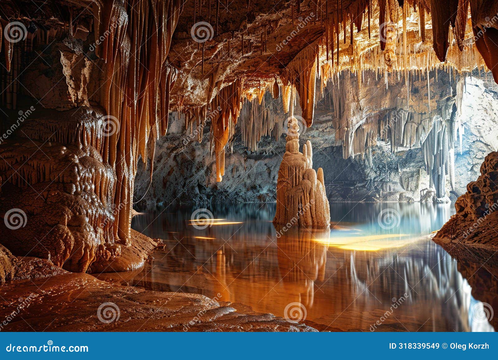 Generative Ai on Theme of a Large Beautiful Sharp Stalactites Hanging ...