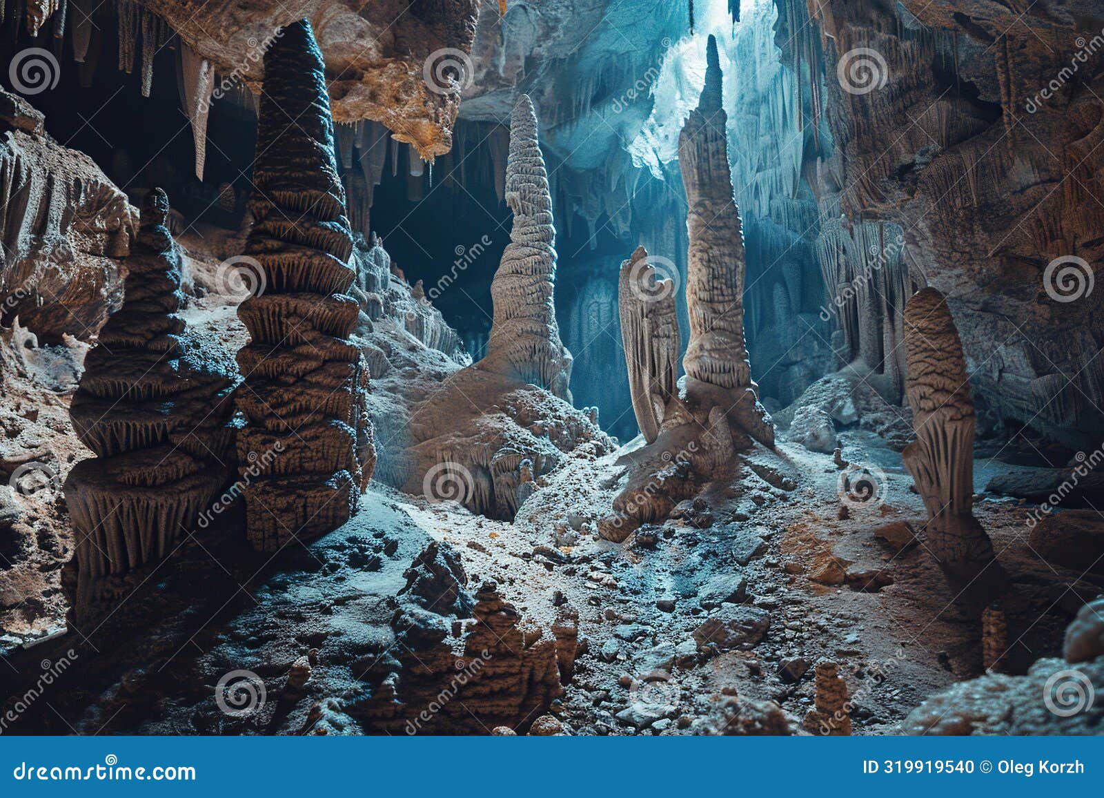 Generative Ai on Theme of a Large Beautiful Sharp Stalactites Hanging ...