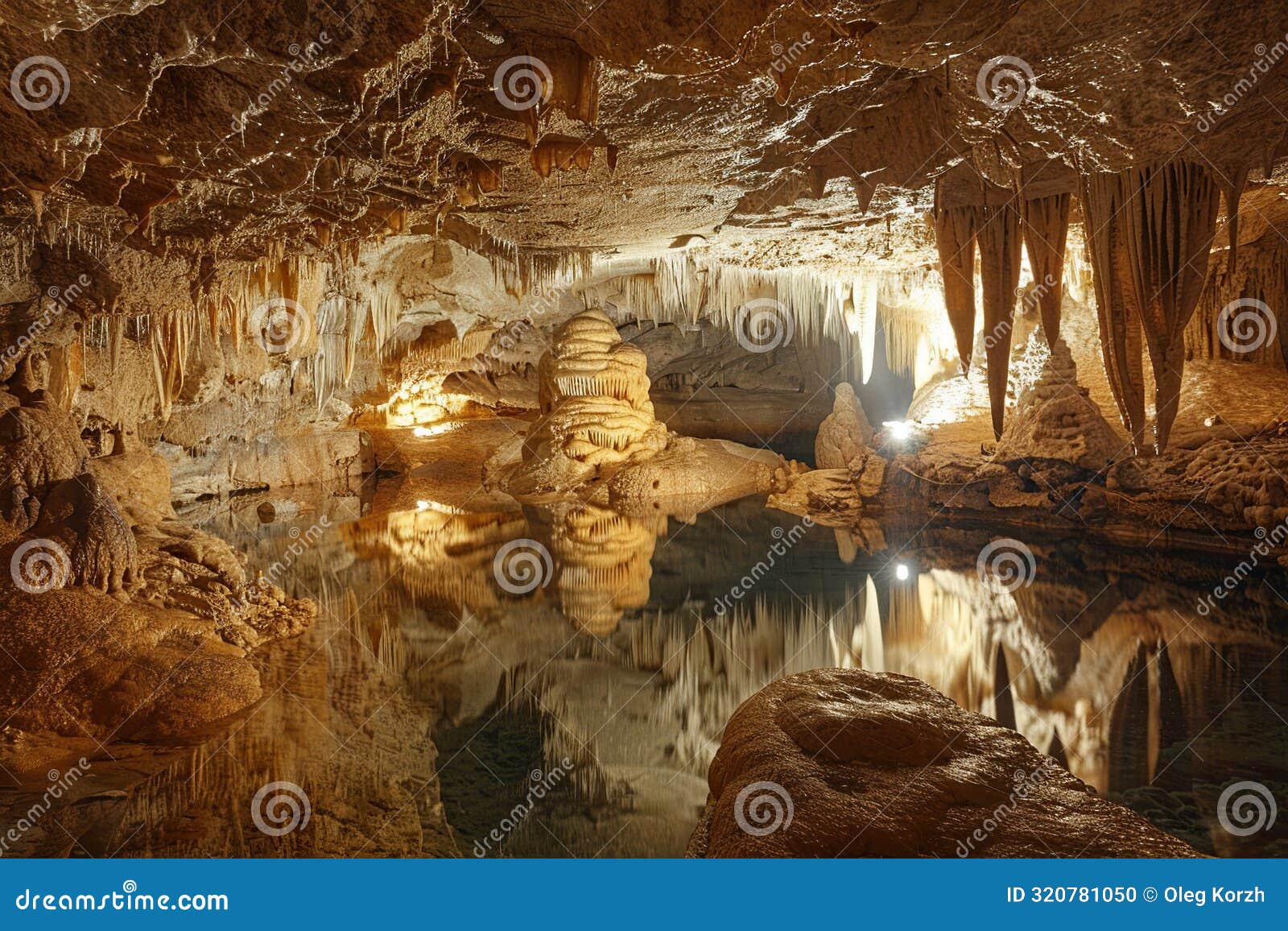 Generative Ai on Theme of a Large Beautiful Sharp Stalactites Hanging ...