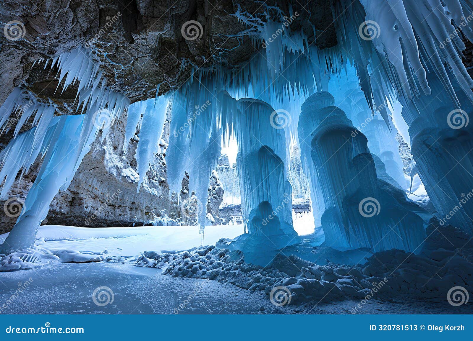 Generative Ai on Theme of a Large Beautiful Sharp Stalactites Hanging ...