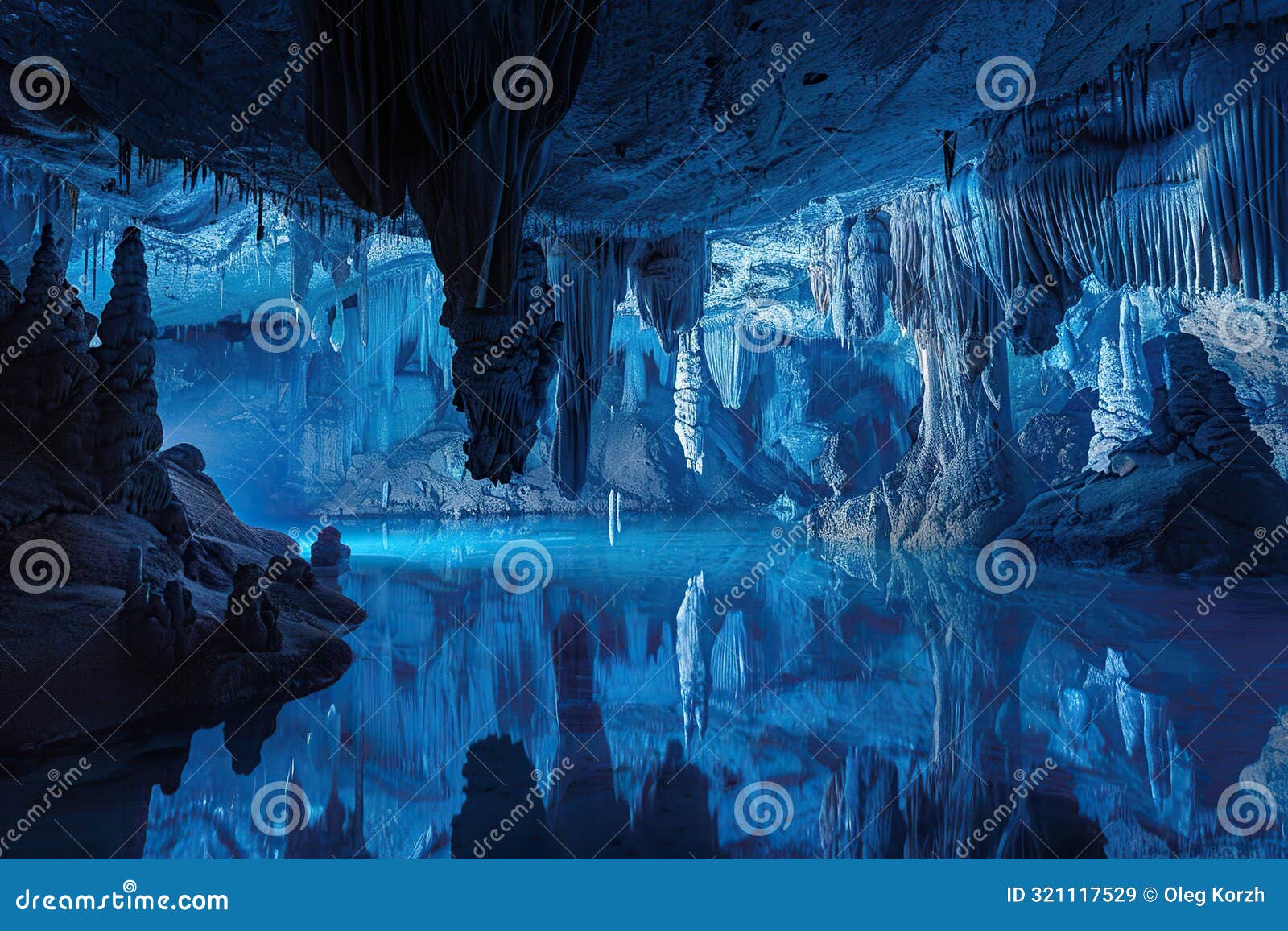 Generative Ai on Theme of a Large Beautiful Sharp Stalactites Hanging ...