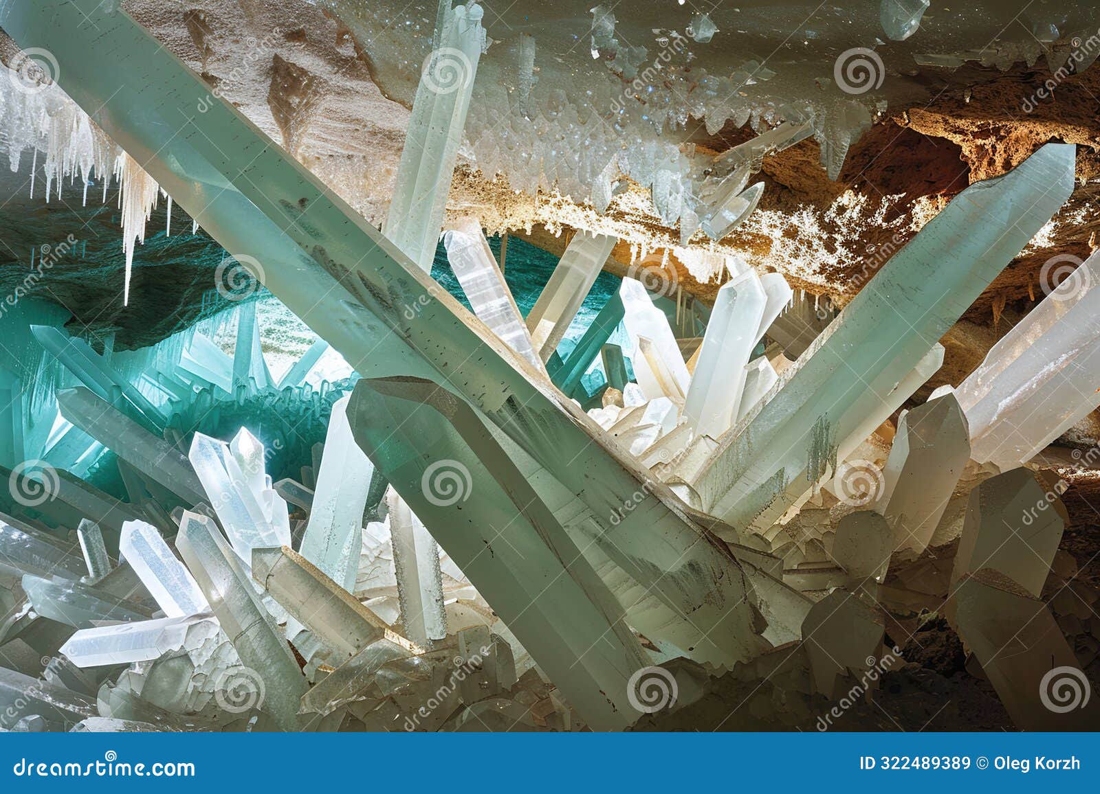 Generative Ai on Theme of a Large Beautiful Sharp Stalactites Hanging ...