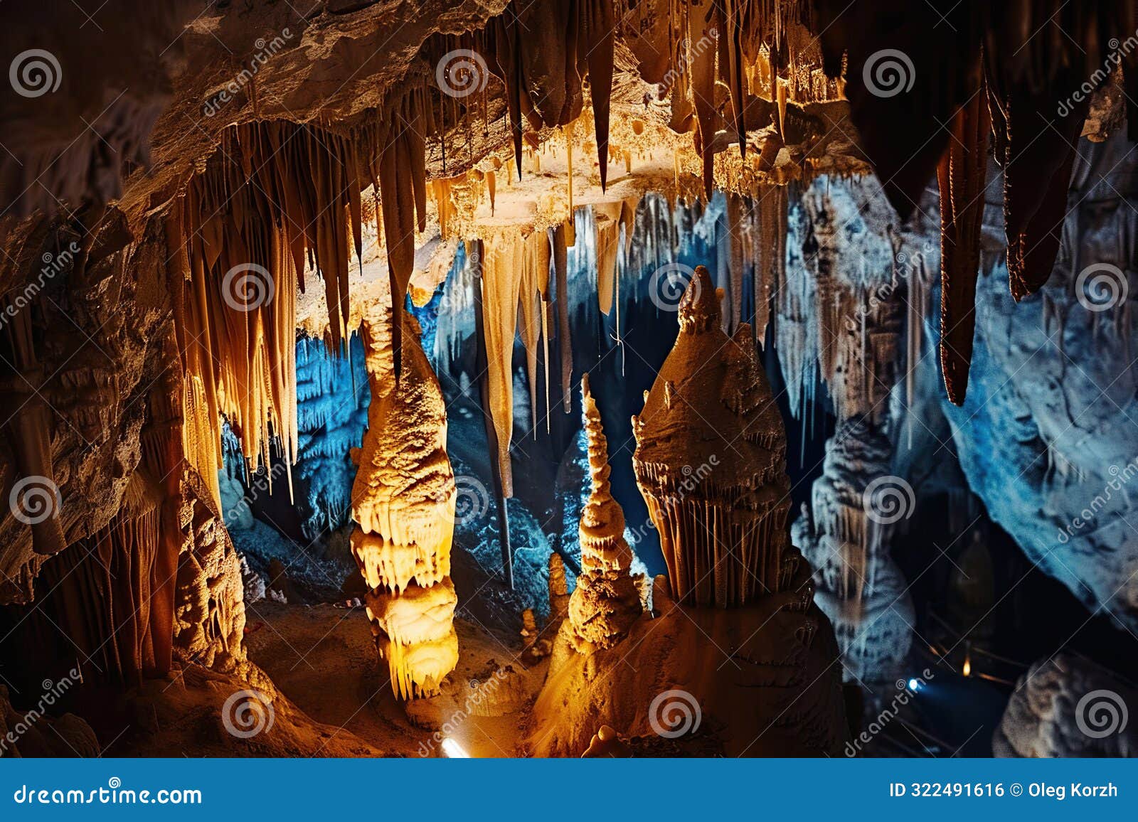 Generative Ai on Theme of a Large Beautiful Sharp Stalactites Hanging ...