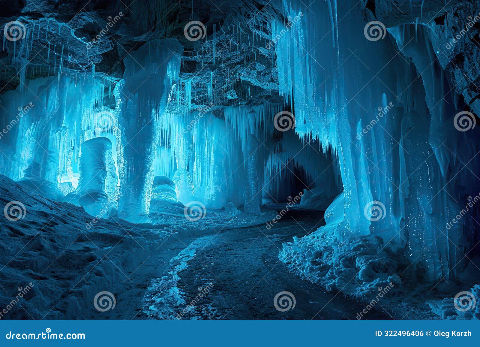 Generative Ai on Theme of a Large Beautiful Sharp Stalactites Hanging ...