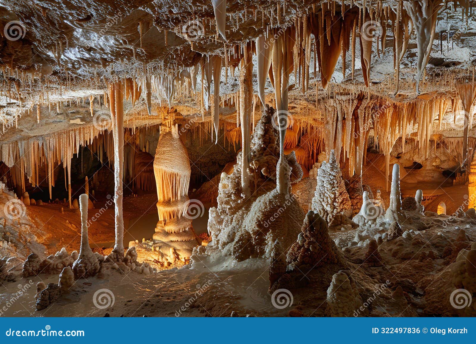Generative Ai on Theme of a Large Beautiful Sharp Stalactites Hanging ...