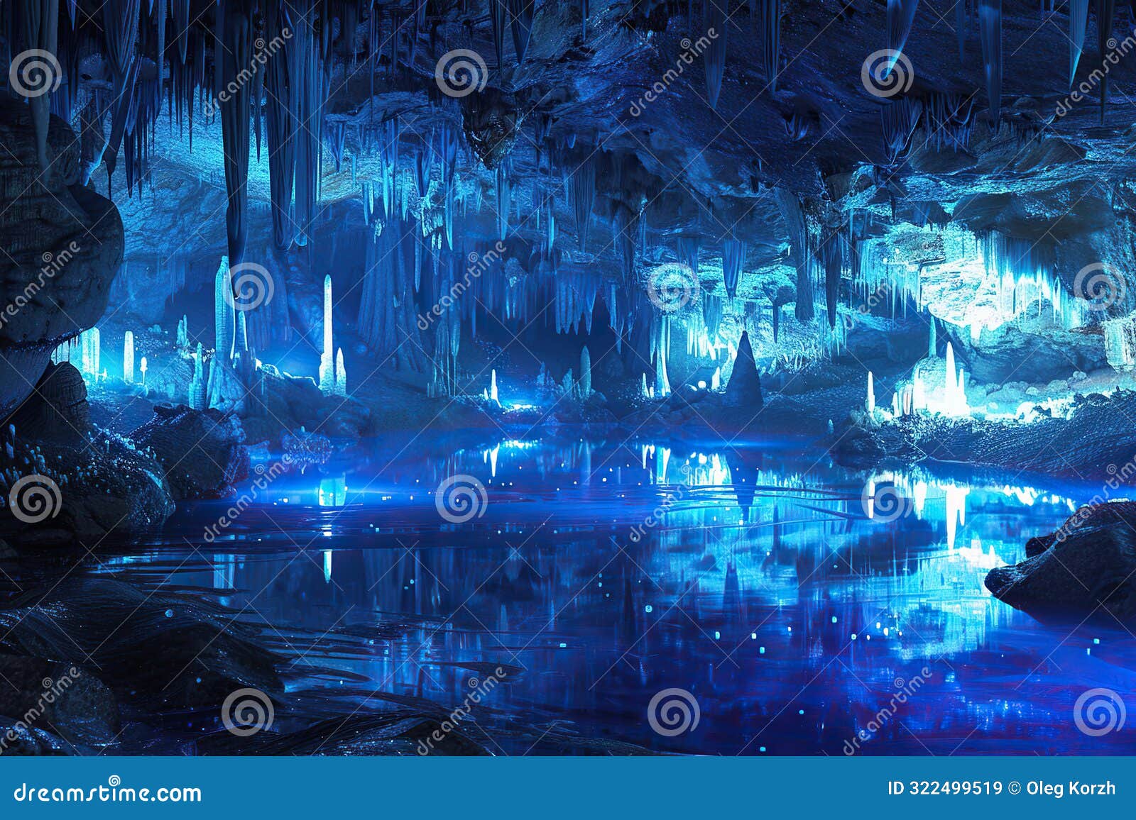 Generative Ai on Theme of a Large Beautiful Sharp Stalactites Hanging ...