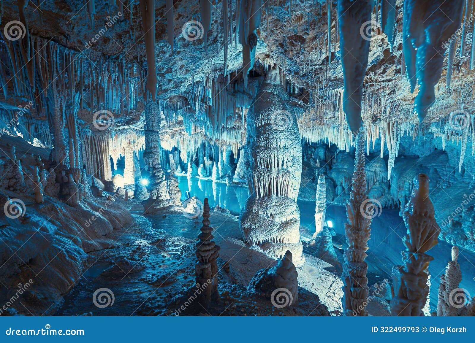 Generative Ai on Theme of a Large Beautiful Sharp Stalactites Hanging ...