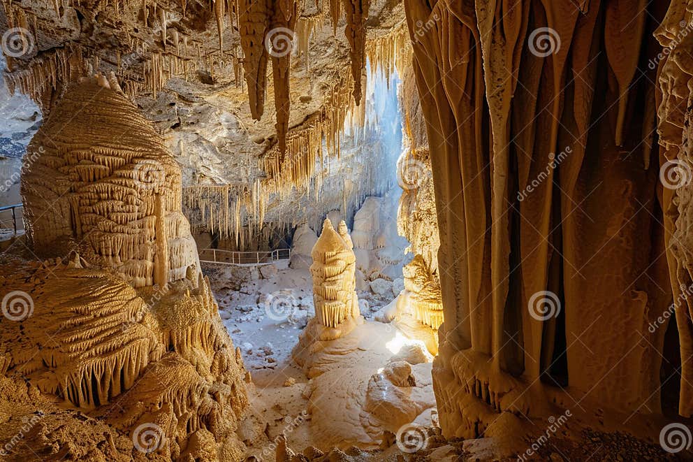 Generative Ai on Theme of a Large Beautiful Sharp Stalactites Hanging ...