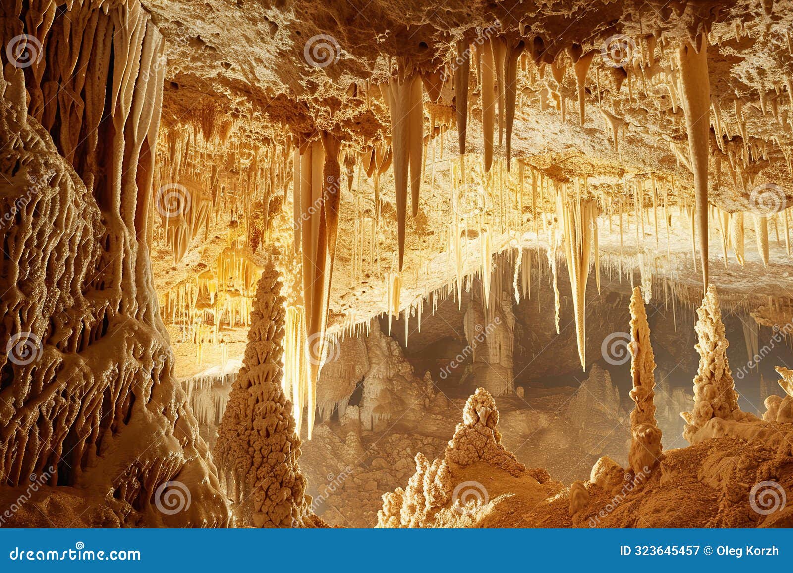 Generative Ai on Theme of a Large Beautiful Sharp Stalactites Hanging ...