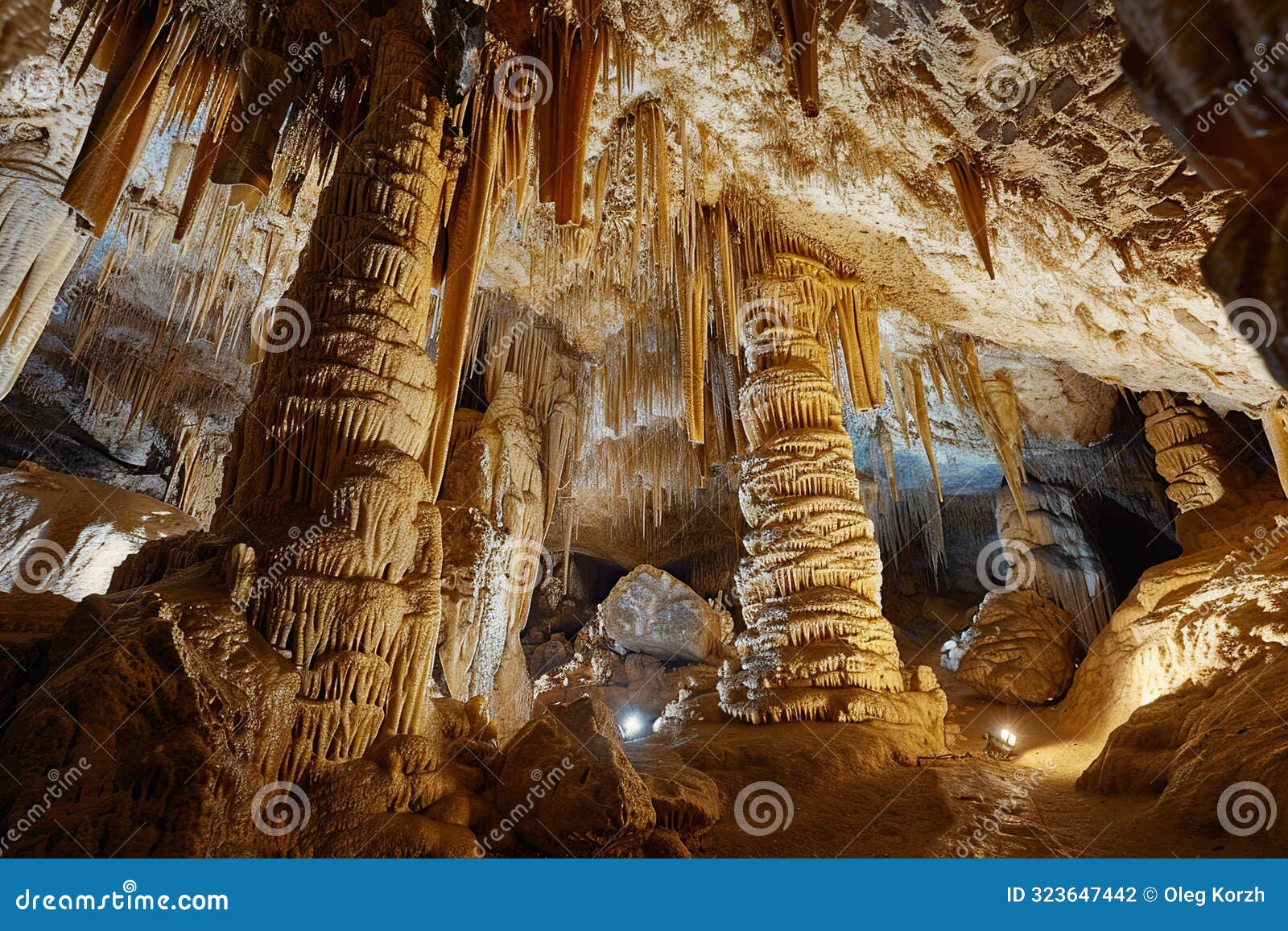 Generative Ai on Theme of a Large Beautiful Sharp Stalactites Hanging ...