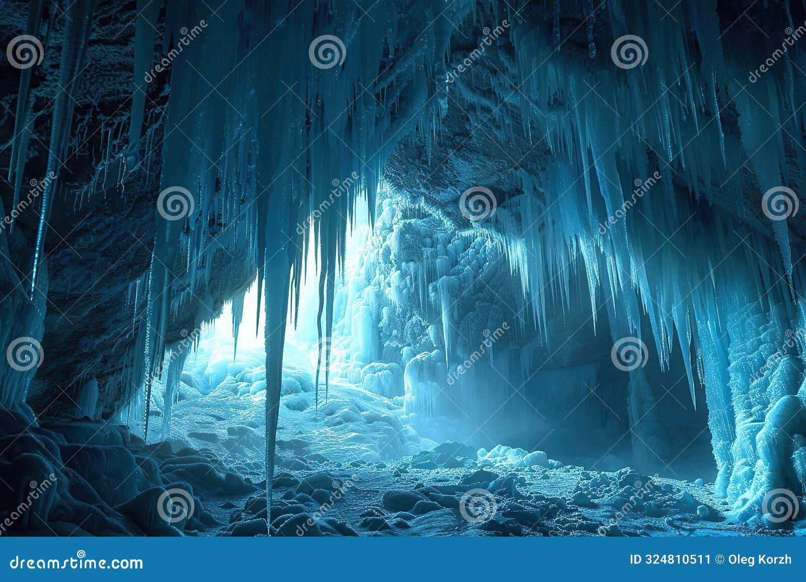 Generative Ai on Theme of a Large Beautiful Sharp Stalactites Hanging ...