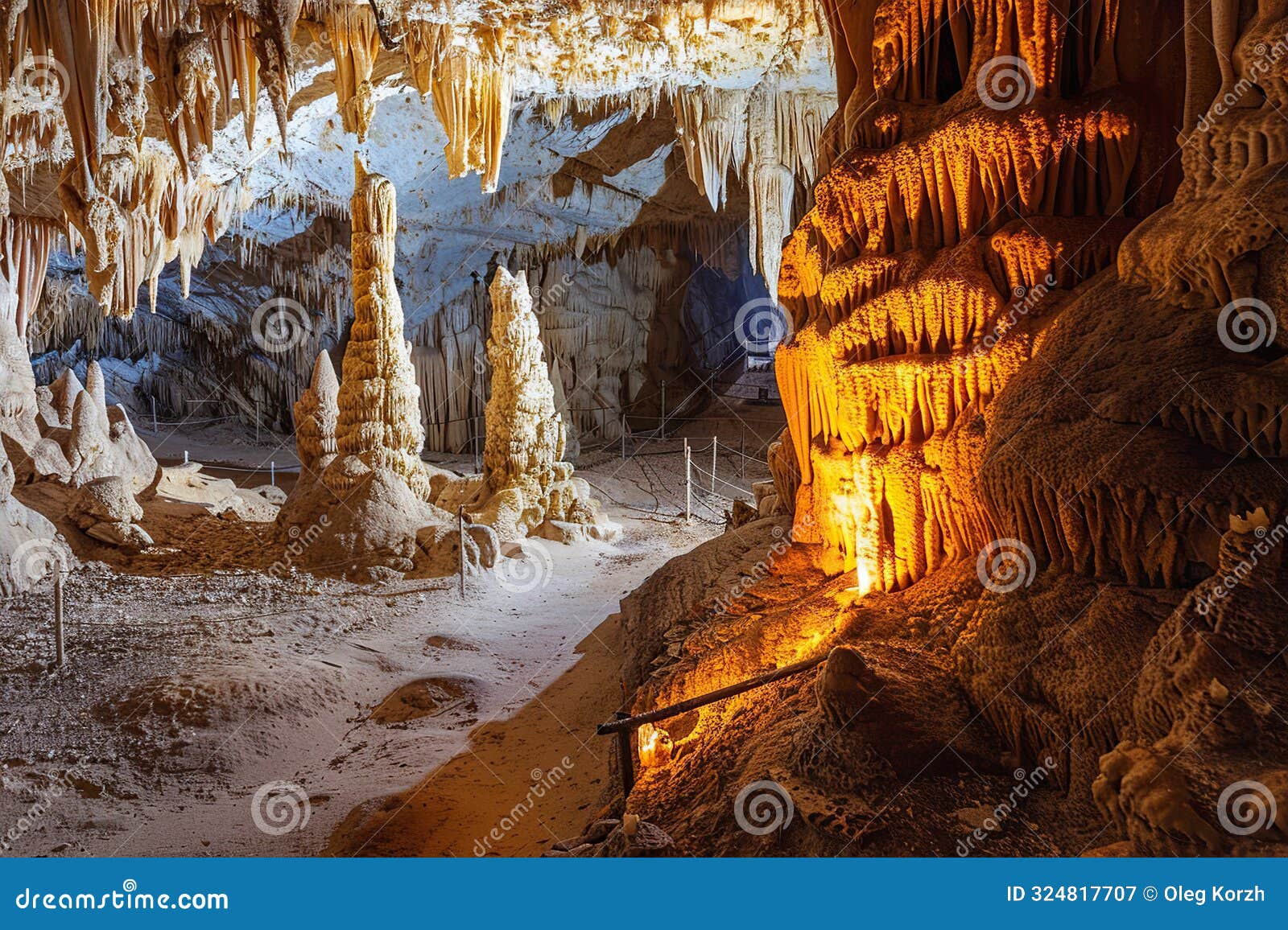 Generative Ai on Theme of a Large Beautiful Sharp Stalactites Hanging ...