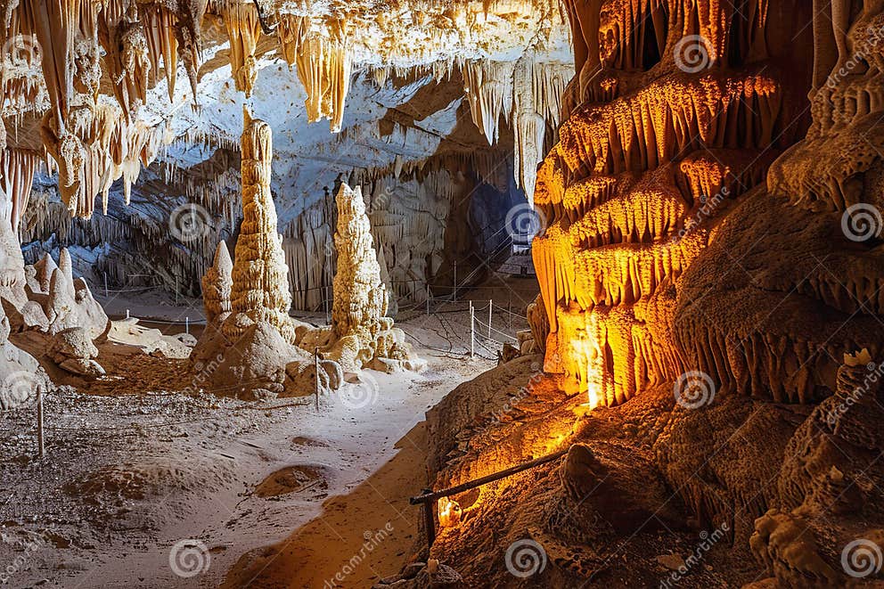 Generative Ai on Theme of a Large Beautiful Sharp Stalactites Hanging ...