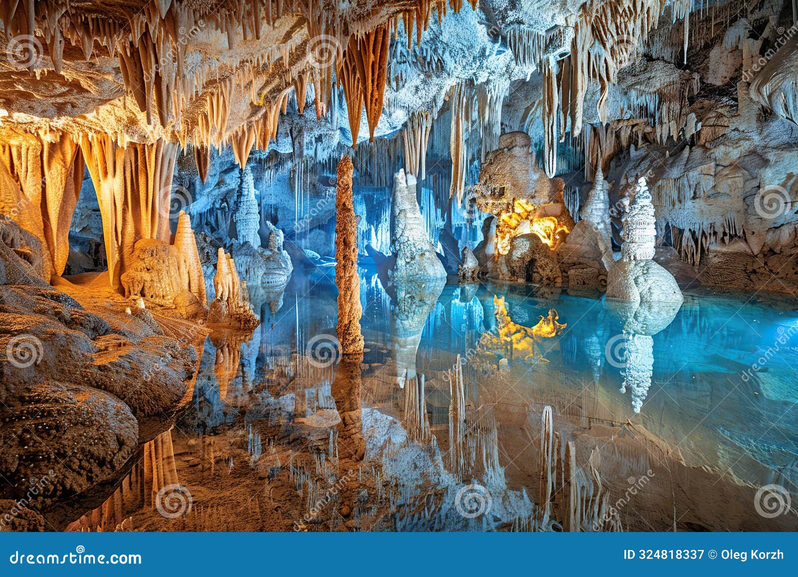 Generative Ai on Theme of a Large Beautiful Sharp Stalactites Hanging ...