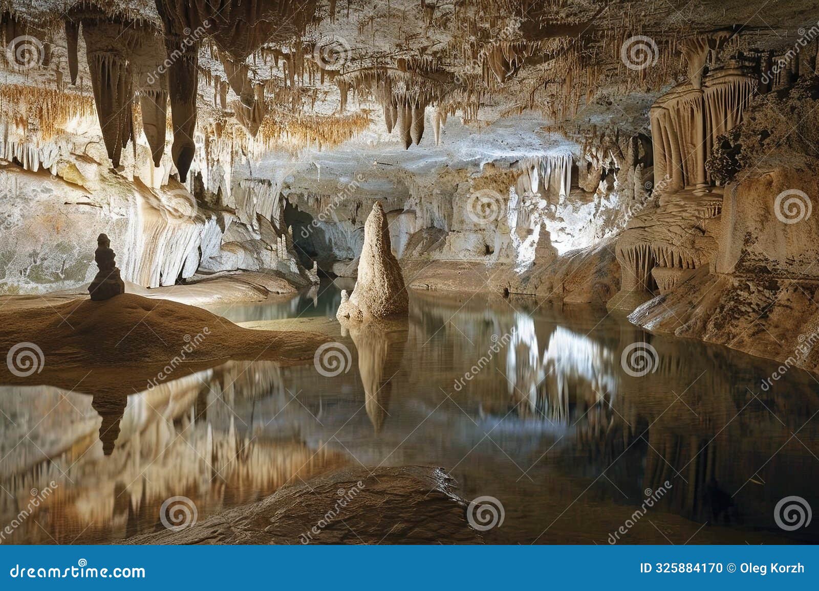 Generative Ai on Theme of a Large Beautiful Sharp Stalactites Hanging ...