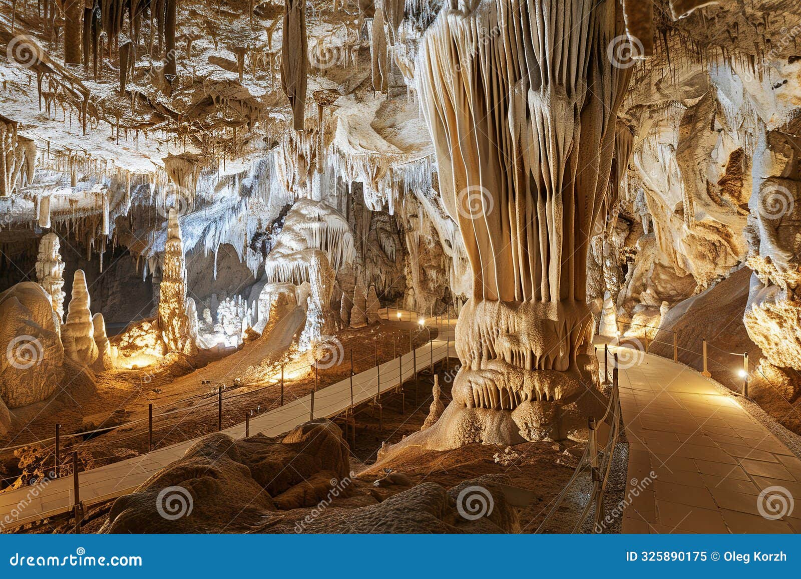 Generative Ai on Theme of a Large Beautiful Sharp Stalactites Hanging ...
