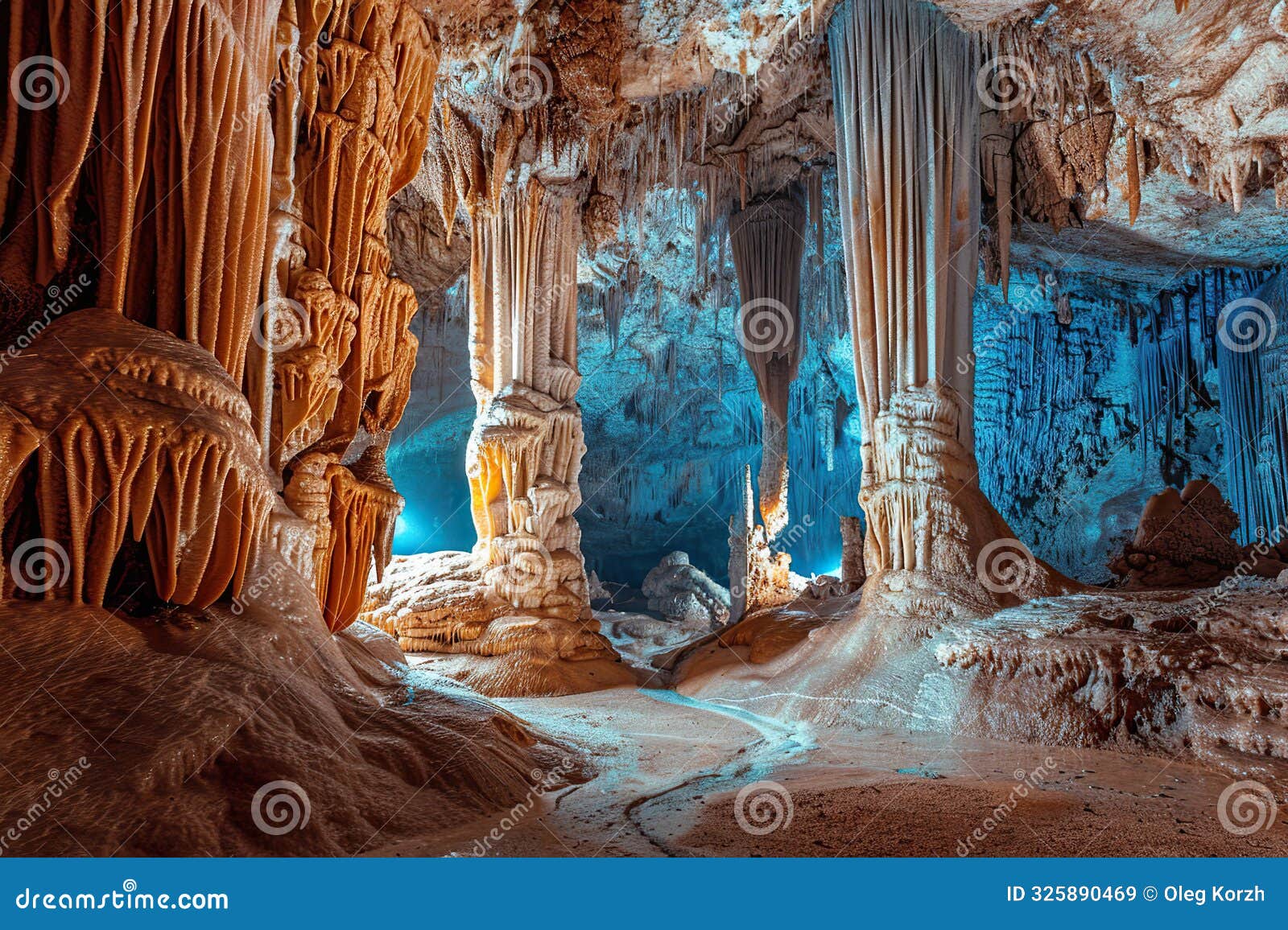 Generative Ai on Theme of a Large Beautiful Sharp Stalactites Hanging ...