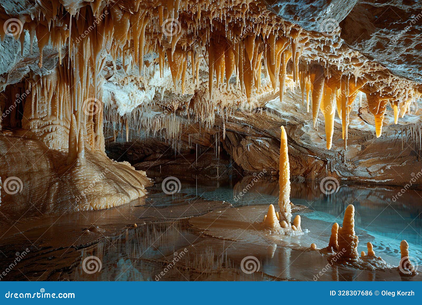 Generative Ai on Theme of a Large Beautiful Sharp Stalactites Hanging ...